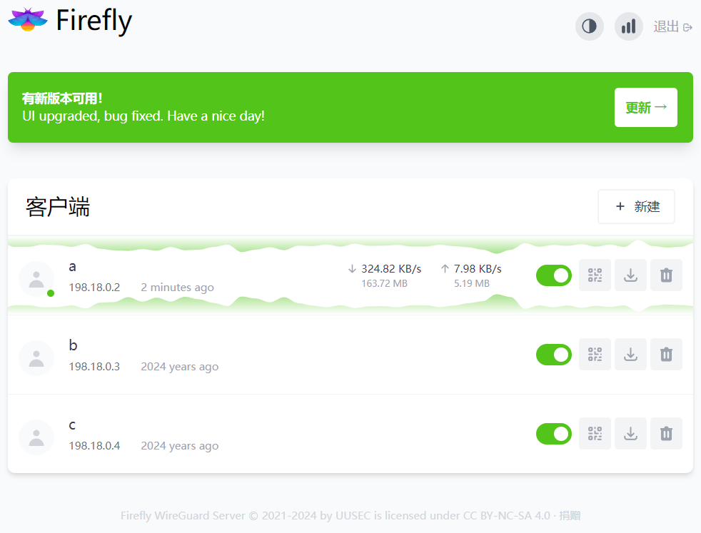 firefly: 轻量级、高性能 WireGuard 服务端软件