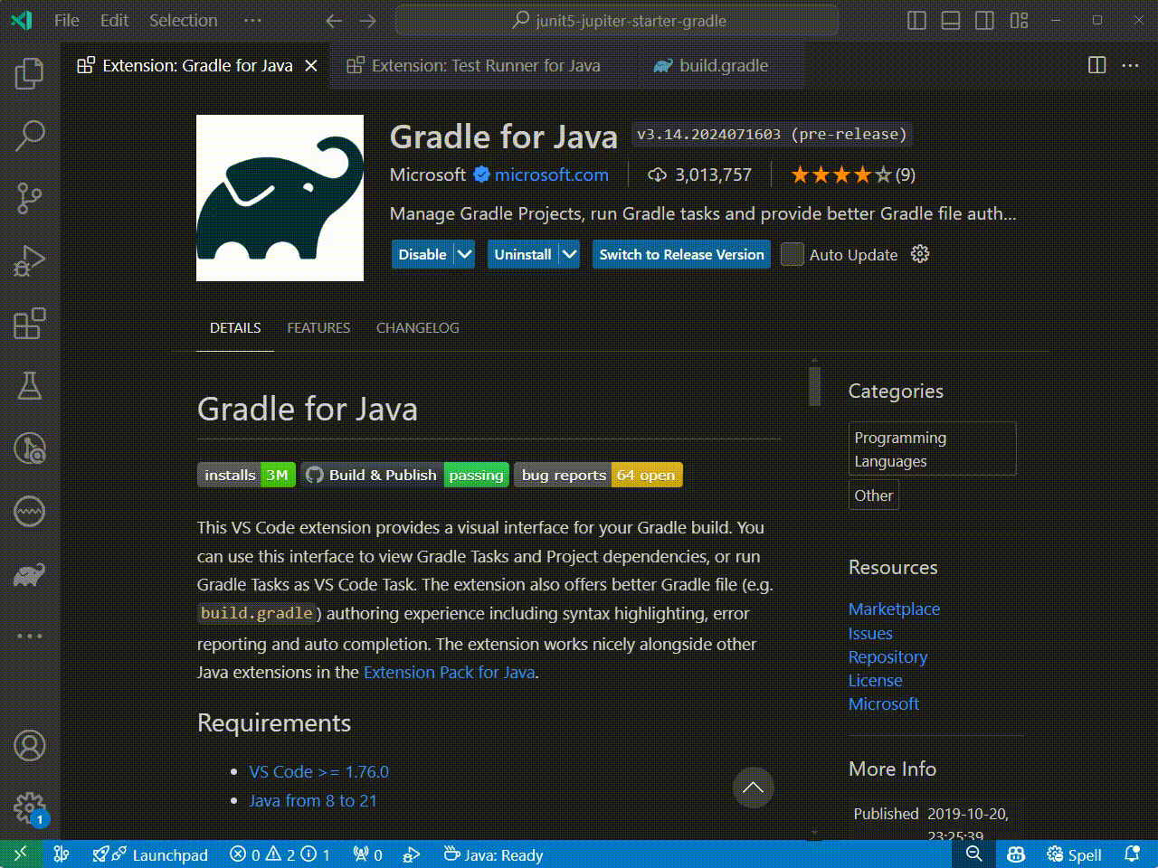[Visual Studio Code] VS Code Java 7 月更新 - Gradle 支持增强！用户体验改建与 Spring 新功能