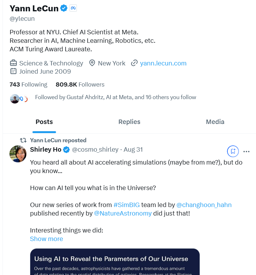 LeCun转帖，AI精确计算宇宙「设置」，登Nature子刊